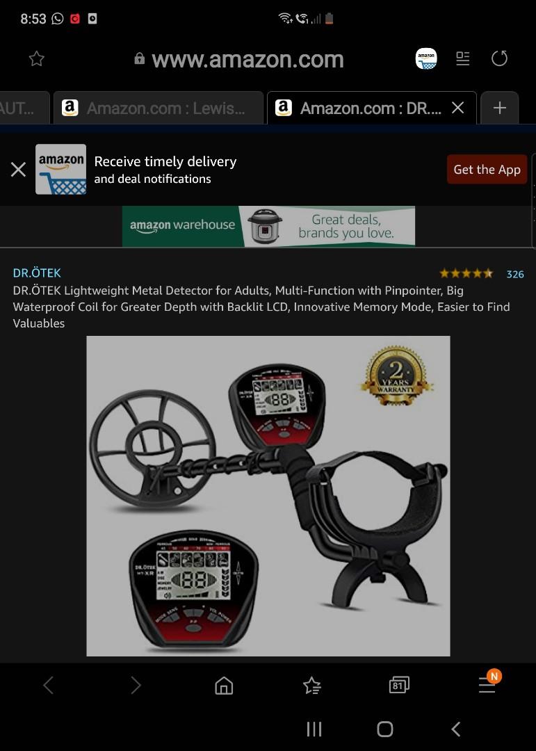 Dr otek lightweight metal dectetor for adults multi function with ...