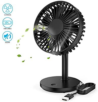 HANXIN Desk Fan USB Mini Desktop Fans with 7 Blades, Adjustable Head ...