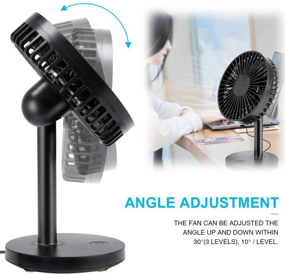 HANXIN Desk Fan USB Mini Desktop Fans with 7 Blades, Adjustable Head ...