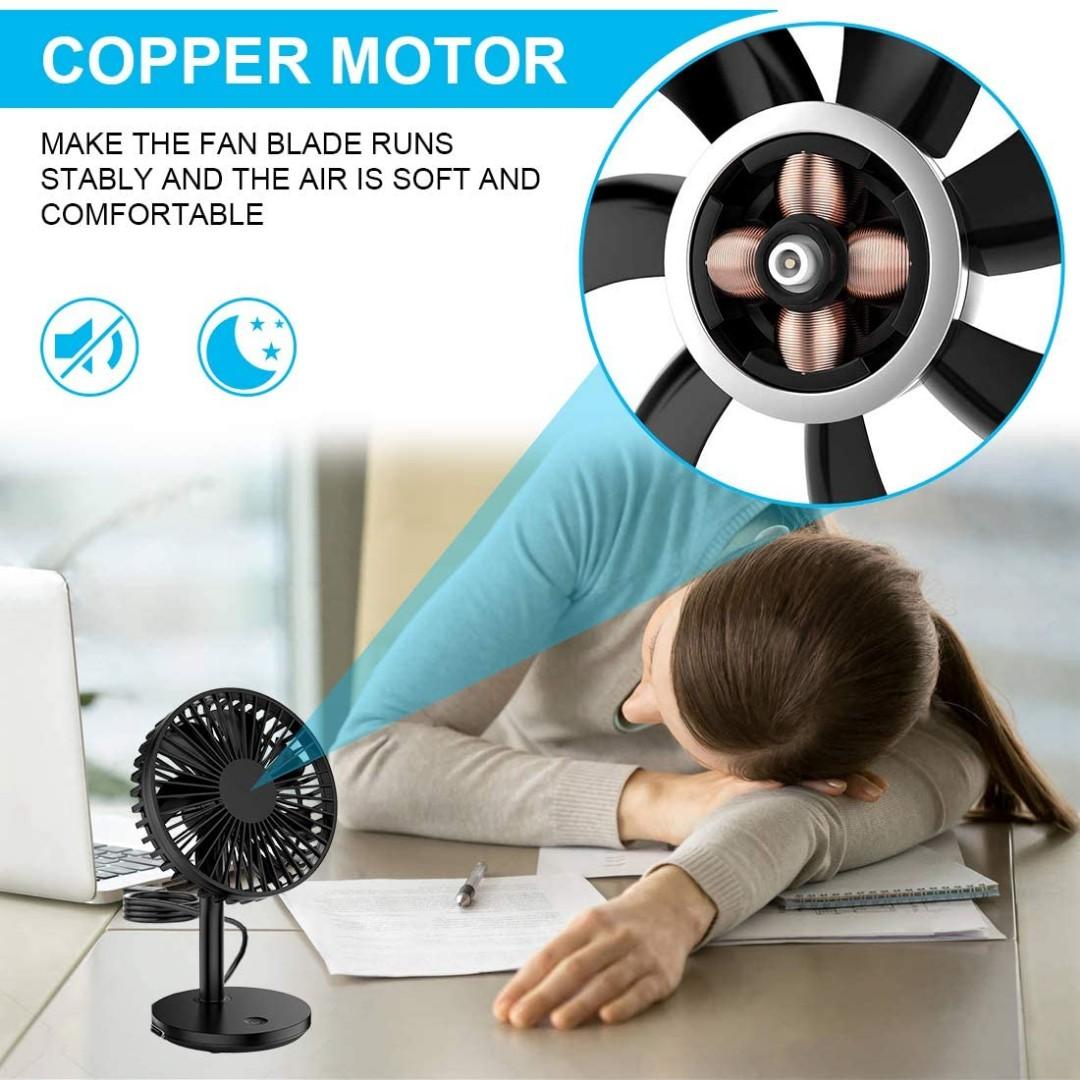 HANXIN Desk Fan USB Mini Desktop Fans with 7 Blades, Adjustable Head ...
