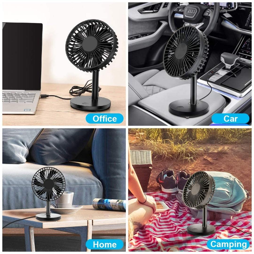 HANXIN Desk Fan USB Mini Desktop Fans with 7 Blades, Adjustable Head ...