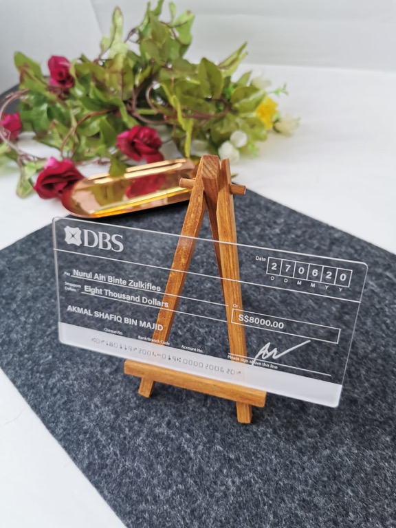 Mock up Cheque Wedding (wood/acrylic), Hobbies & Toys, Memorabilia ...
