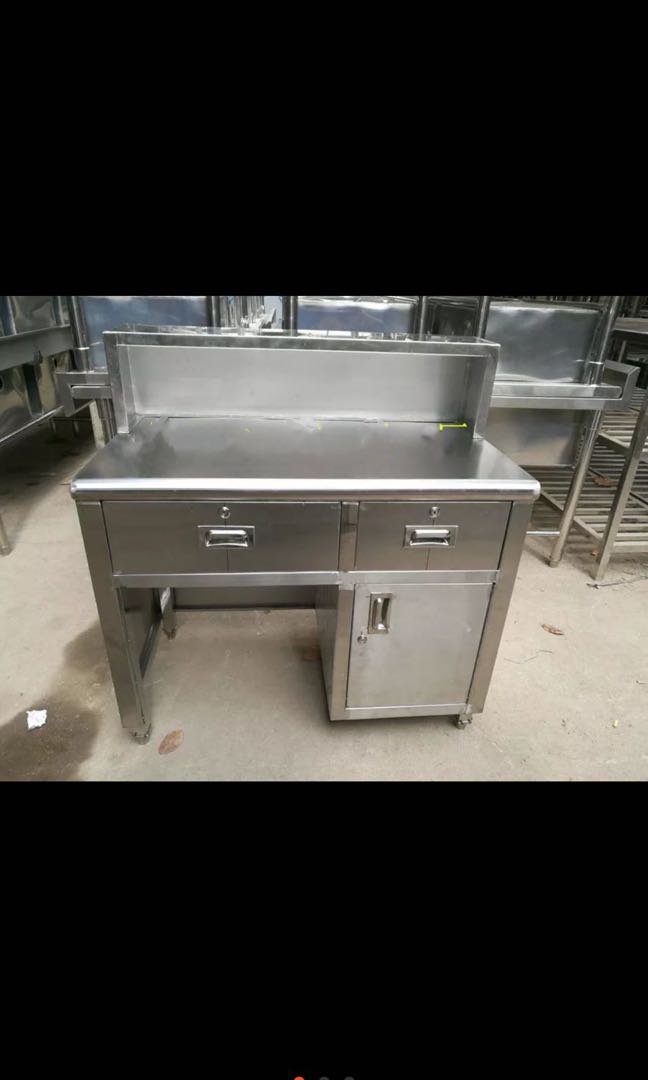 Stainless steel counter table with drawers., Furniture & Home Living ...