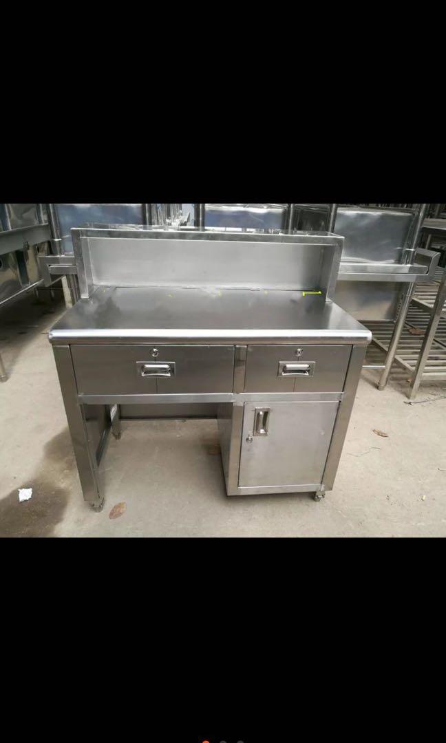 Stainless steel counter table with drawers., Furniture & Home Living ...