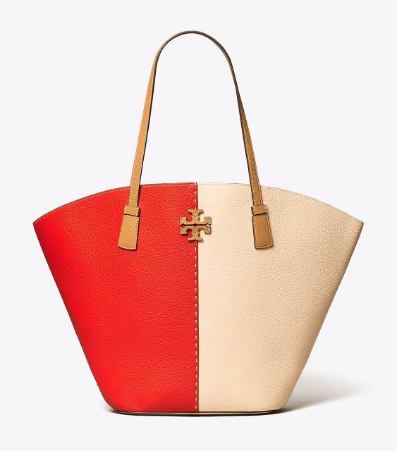 Authentic Tory Burch mcgraw colourblock shopper tote, Luxury, Bags ...
