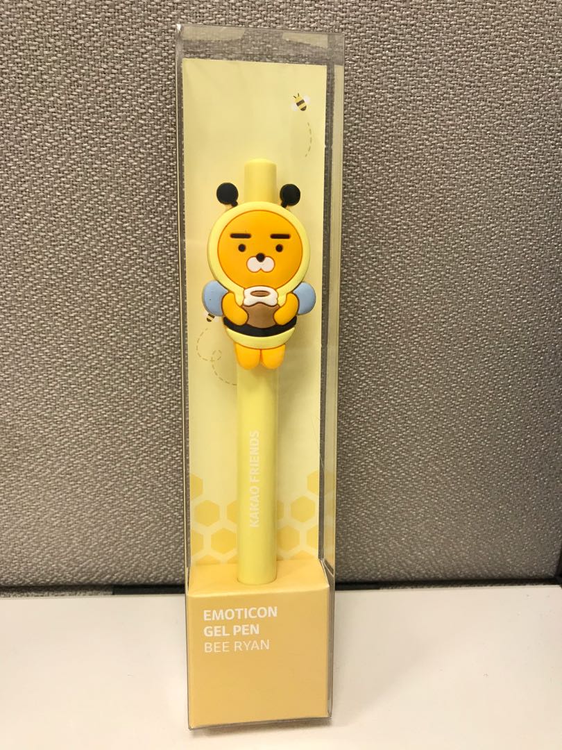 韓國製 Kakao friends Bee Ryan Gel Pen, 興趣及遊戲, 手作＆自家設計, 文具 - Carousell