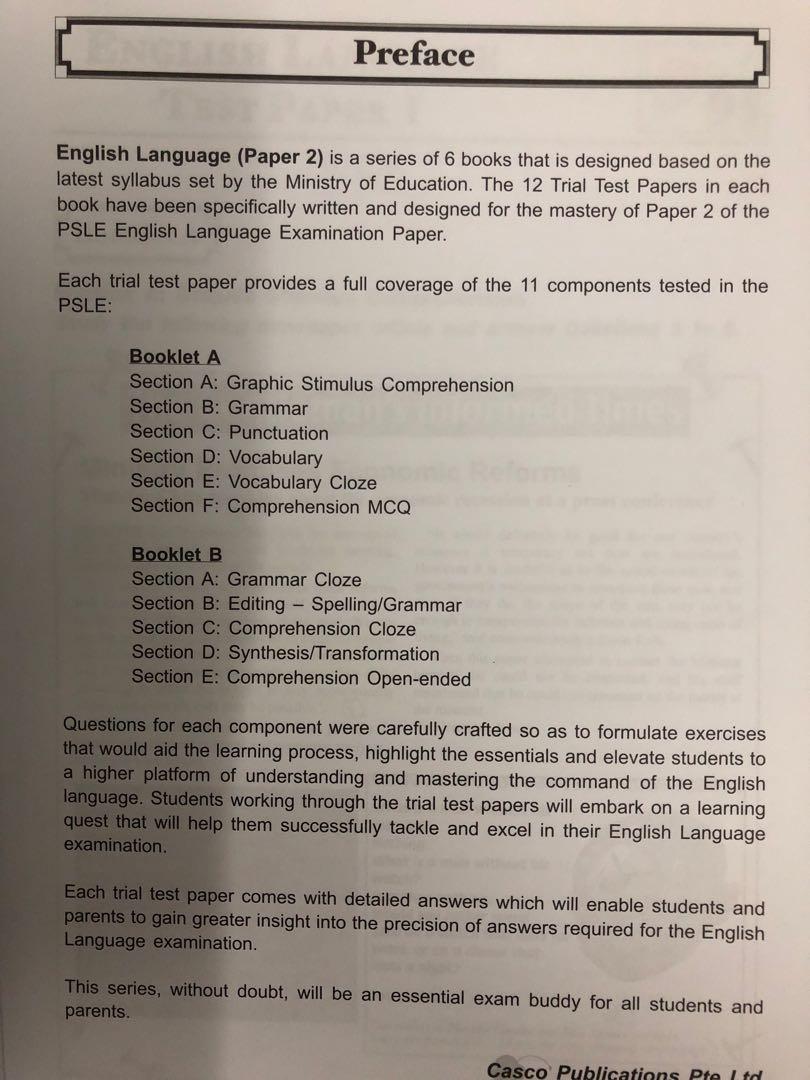 Casco PSLE ENGLISH LANGUAGE PAPER 2, Hobbies & Toys, Books & Magazines ...