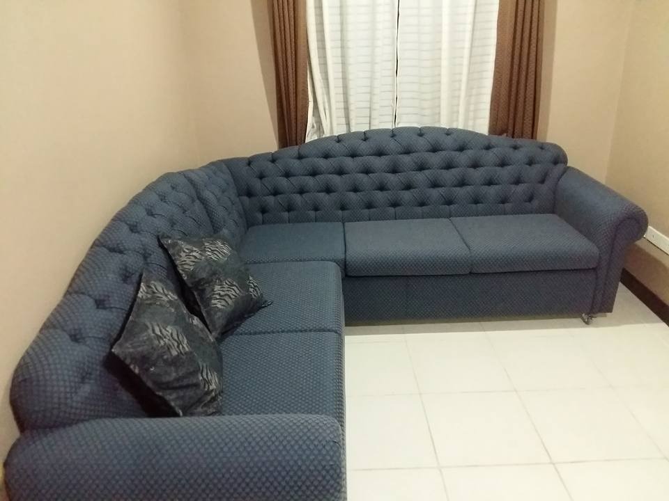 Customized Diamond Tufted L-shape Neoclassical Sofa, Furniture & Home ...