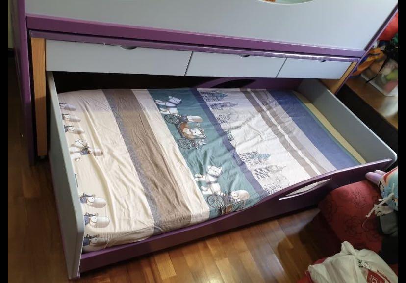 Double decker with study table, Furniture & Home Living, Furniture, Bed ...