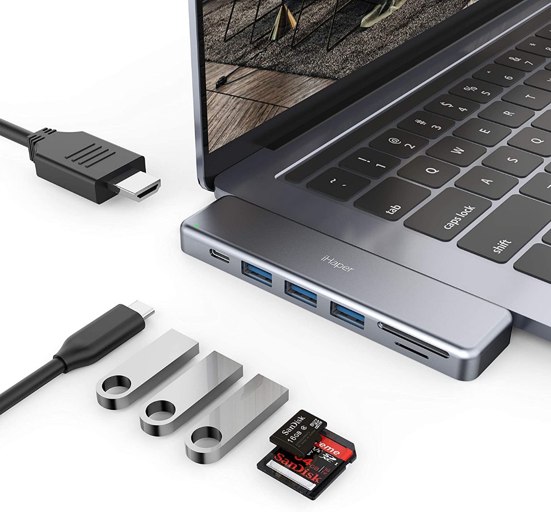 iHaper C001 USB C Hub Duo Type-C Thunderbolt 3 Adapter with 4K USB C to ...