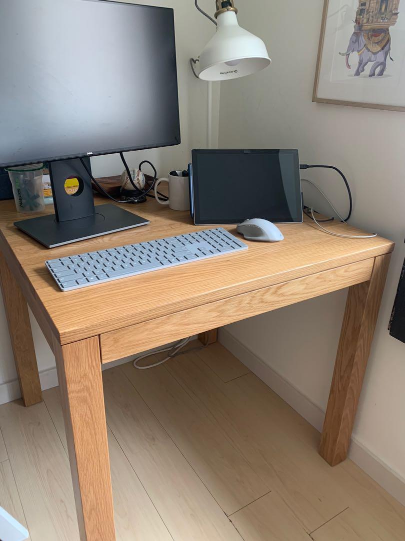 Muji oak wood desk/table with drawer - pristine condition!, 傢俬＆家居, 傢俬 ...