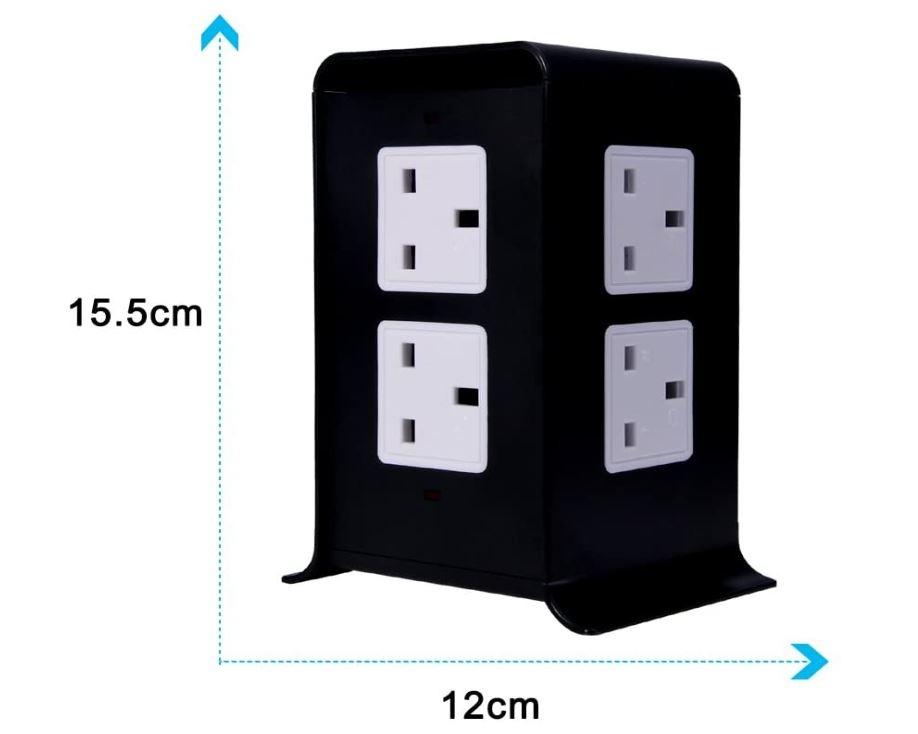 New 2 Meter Vertical Power Strip Multi-sockets 8 Outlets and 4 USB ...