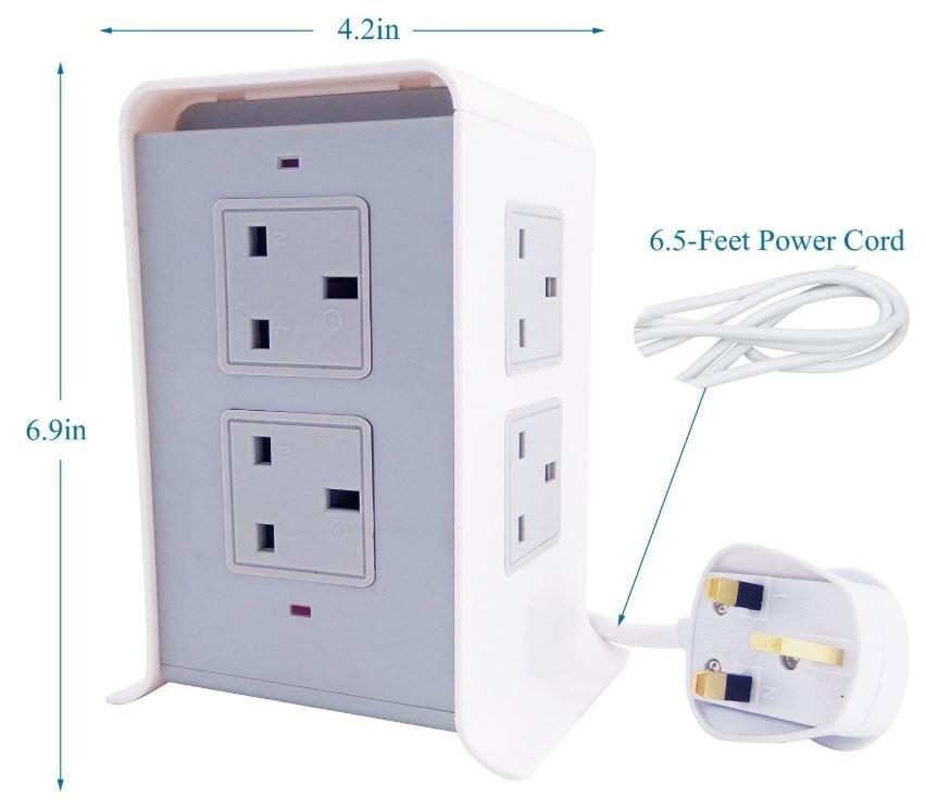 New 2 Meter Vertical Power Strip Multi-sockets 8 Outlets and 4 USB ...