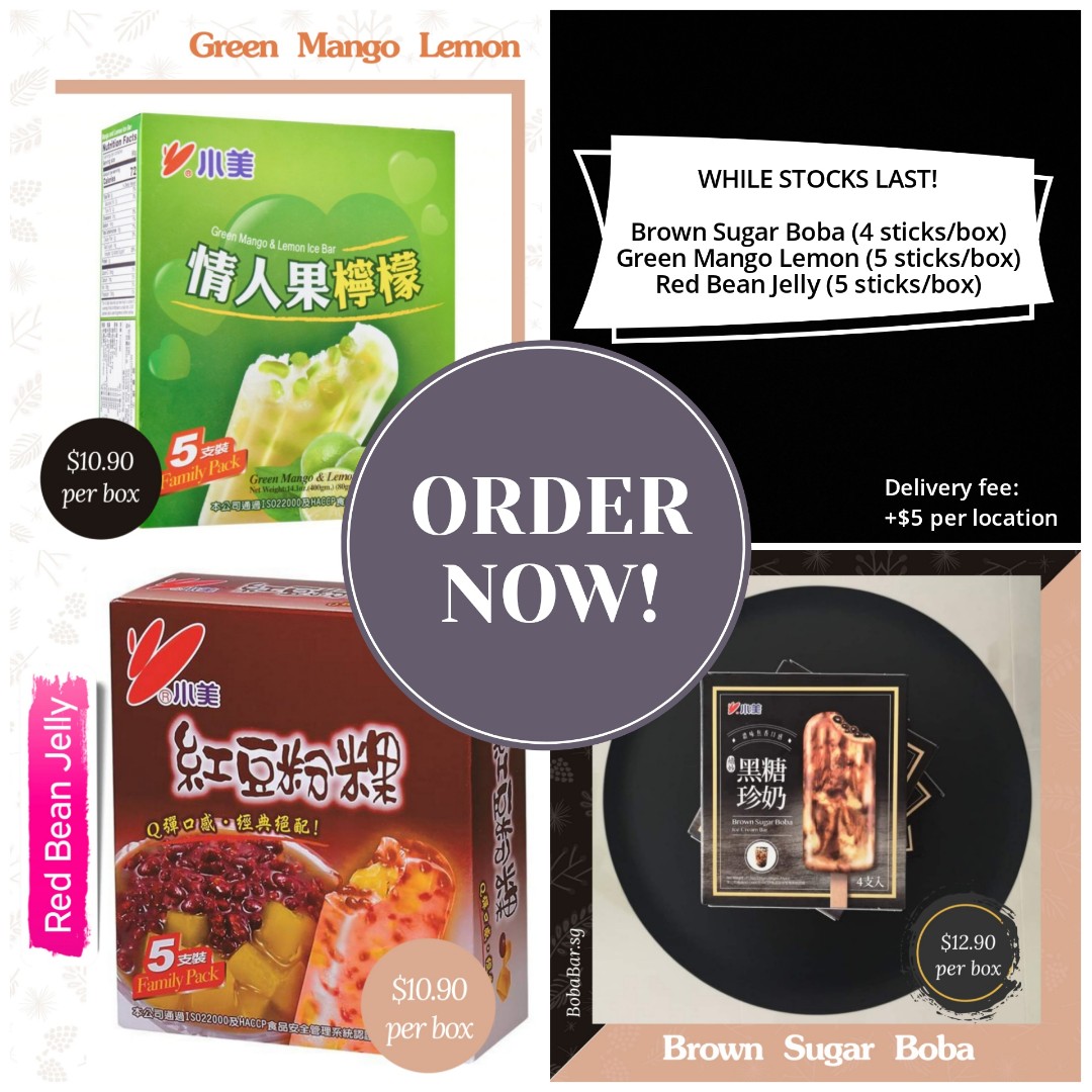 LIMITED QTY XIAO MEI ICE-CREAM BAR (Brown Sugar Boba/Green Mango Lemon ...