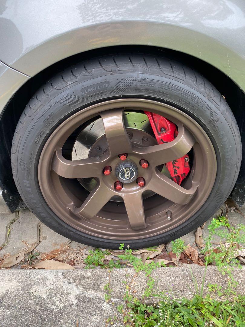 Replica 17inch TE37 concave rims with tyre, Car Accessories, Tyres ...