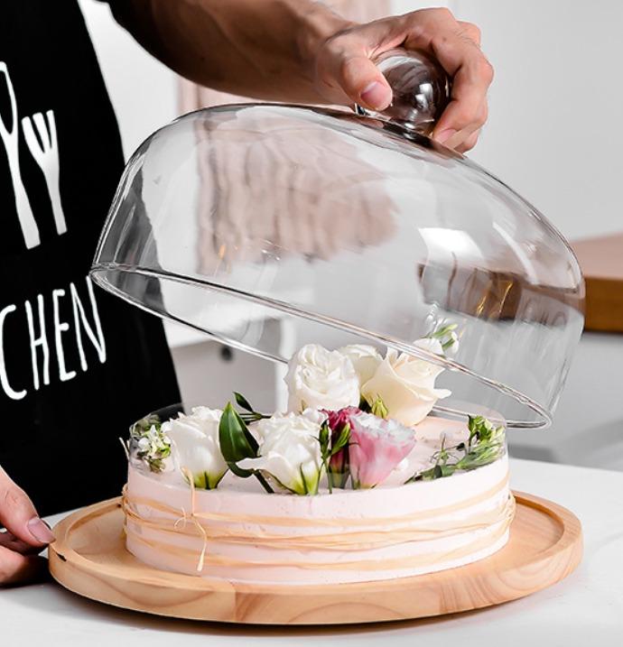 Rotating / Turning Plate For Cake Baking / Serving Plate with Glass Lid ...