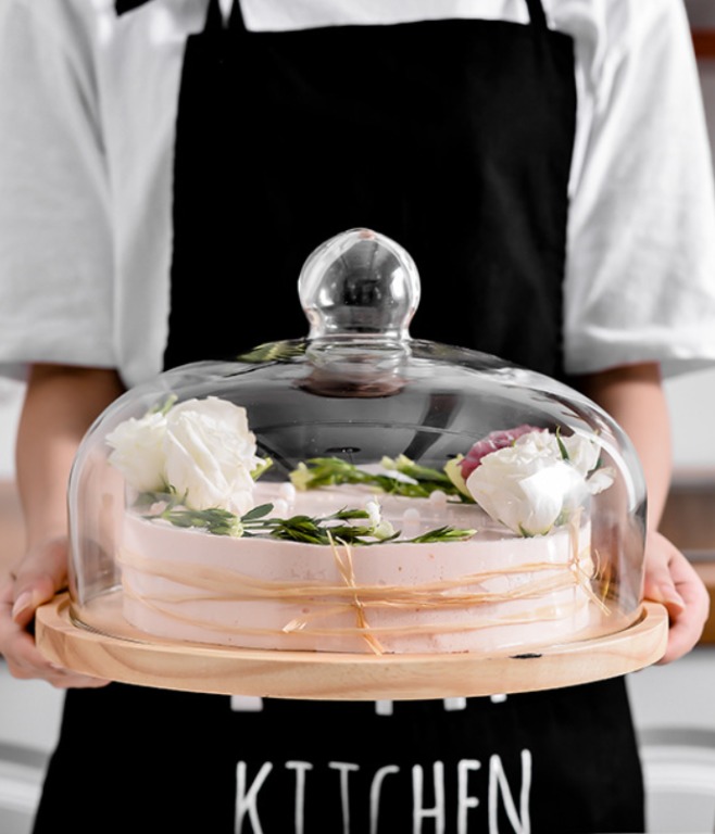 Rotating / Turning Plate For Cake Baking / Serving Plate with Glass Lid ...