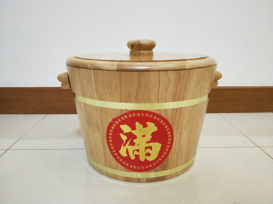 Wooden Traditional Rice Bucket / Storage Container, 6kg, Furniture ...