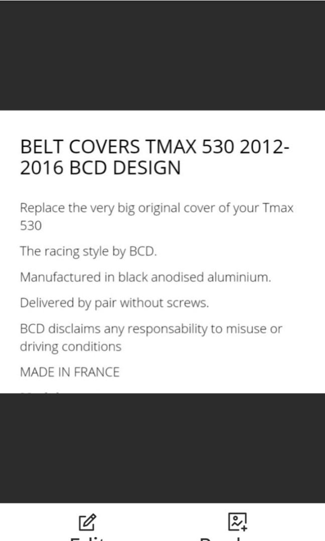 Yamaha T-Max 2012-2016 BCD Design Belt Cover, Motorcycles, Motorcycle ...