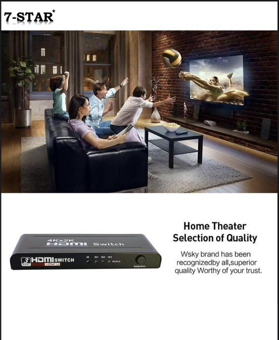 4K 3x1 HDMI Switcher [Industrial Grade 3 input to 1 output HDMI Switch ...