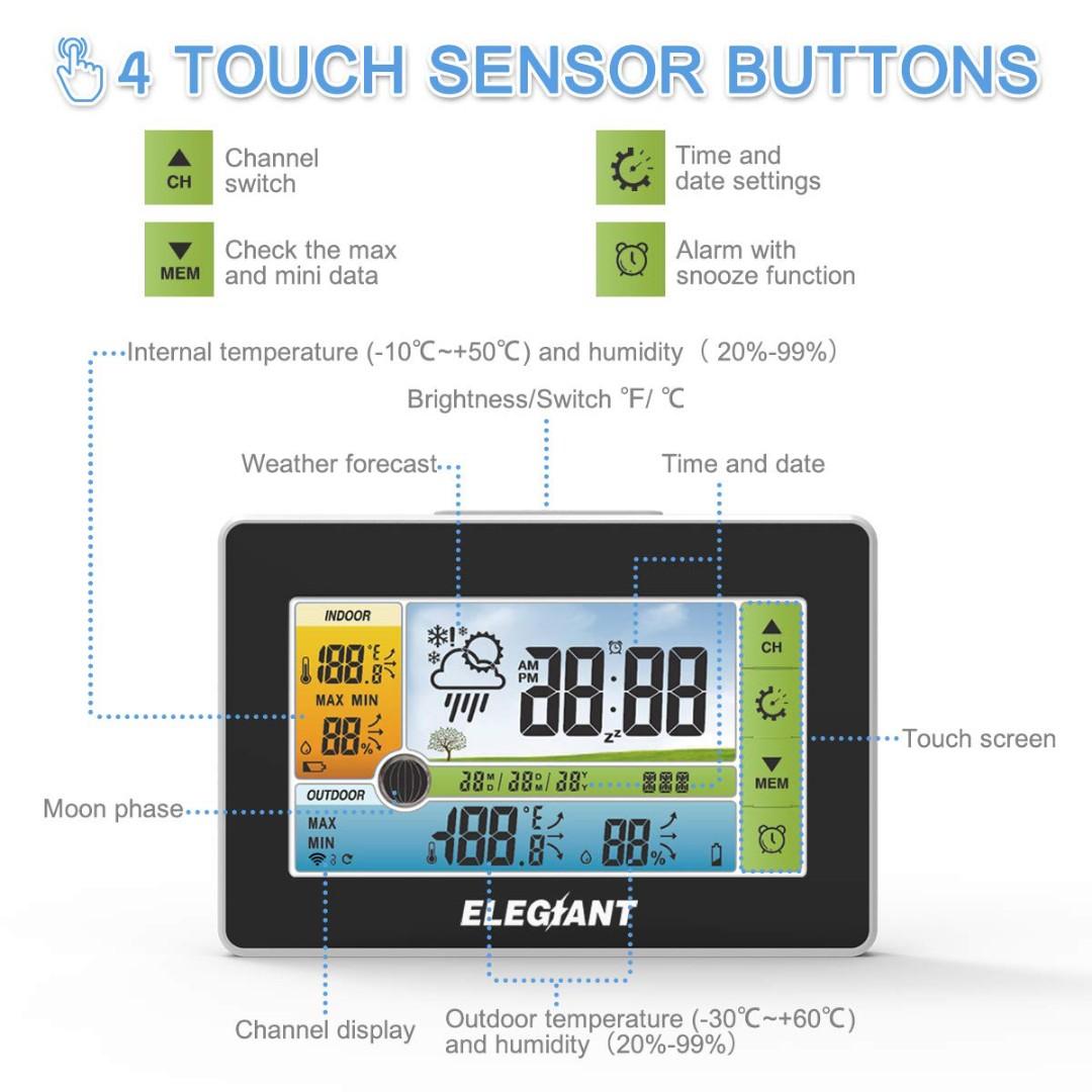 ELEGIANT EOX-9908 Color Wireless Weather Station, TV & Home Appliances ...