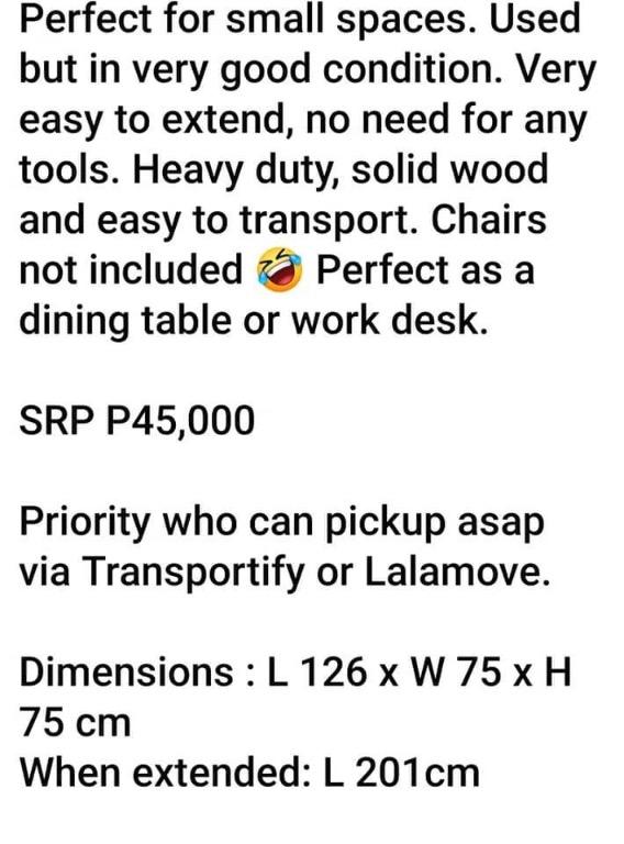 Extendable dining table / work desk, Furniture & Home Living, Furniture ...