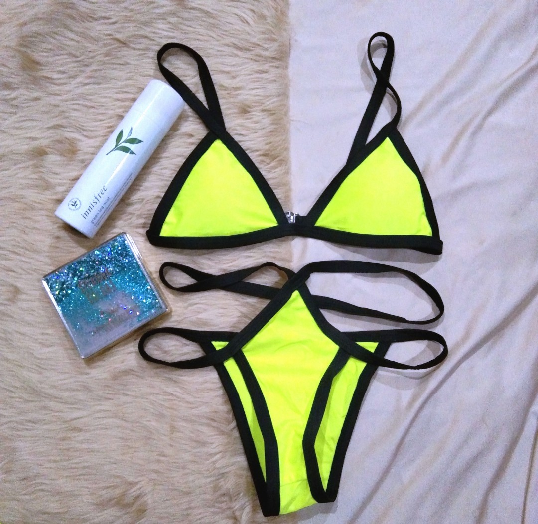 NEON SWIMSUIT, Women's Fashion, Swimwear, Bikinis & Swimsuits on Carousell
