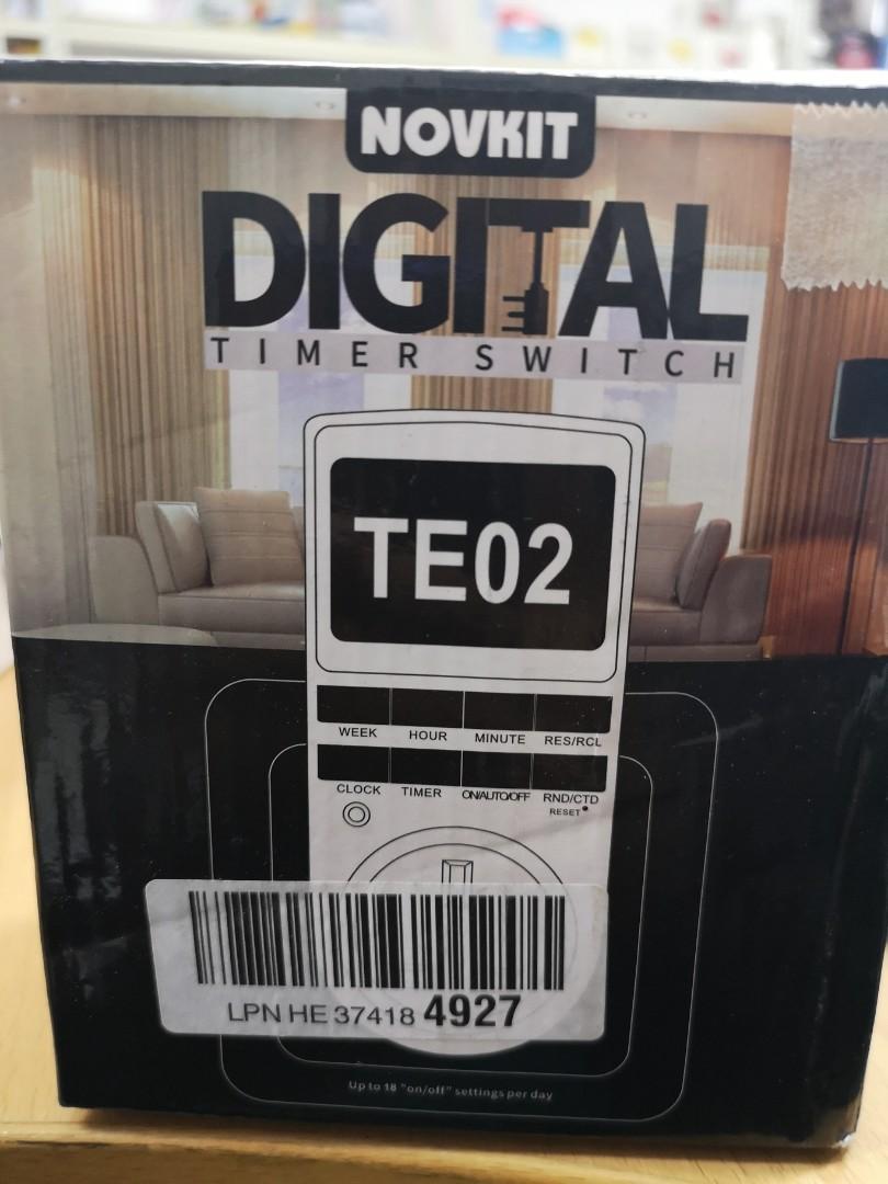 NOVKIT Digital Security Timer Plug Socket Programmable Switch Timer with 10 ON/Off Programs and ...