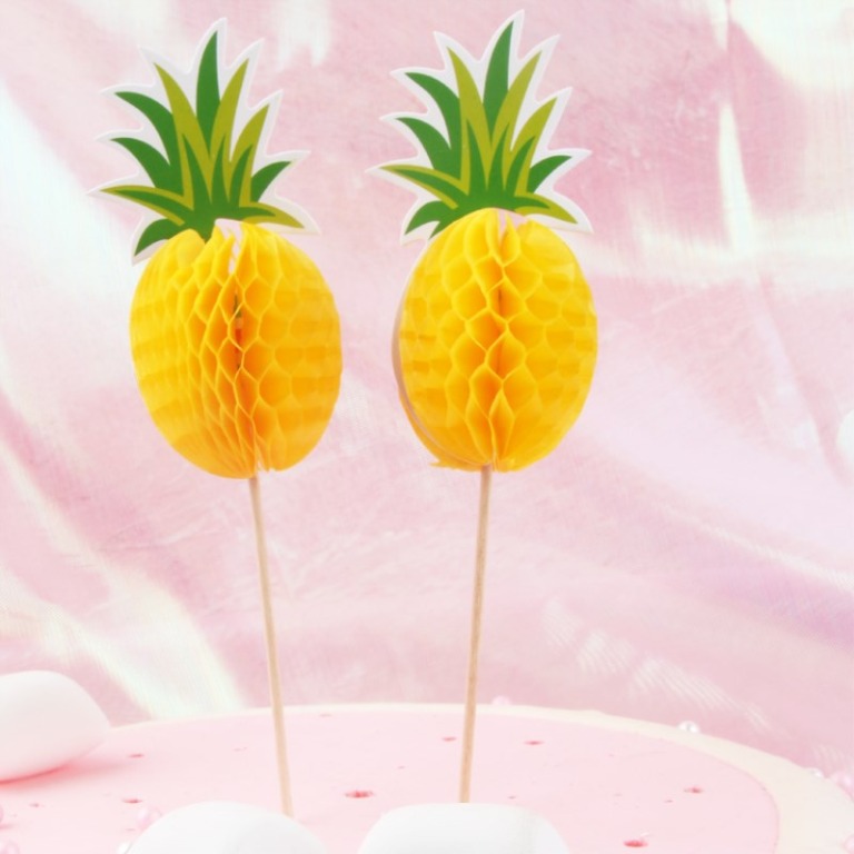 3 Types of Pineapple / Tropical themed cake topper / fruit picks / food ...