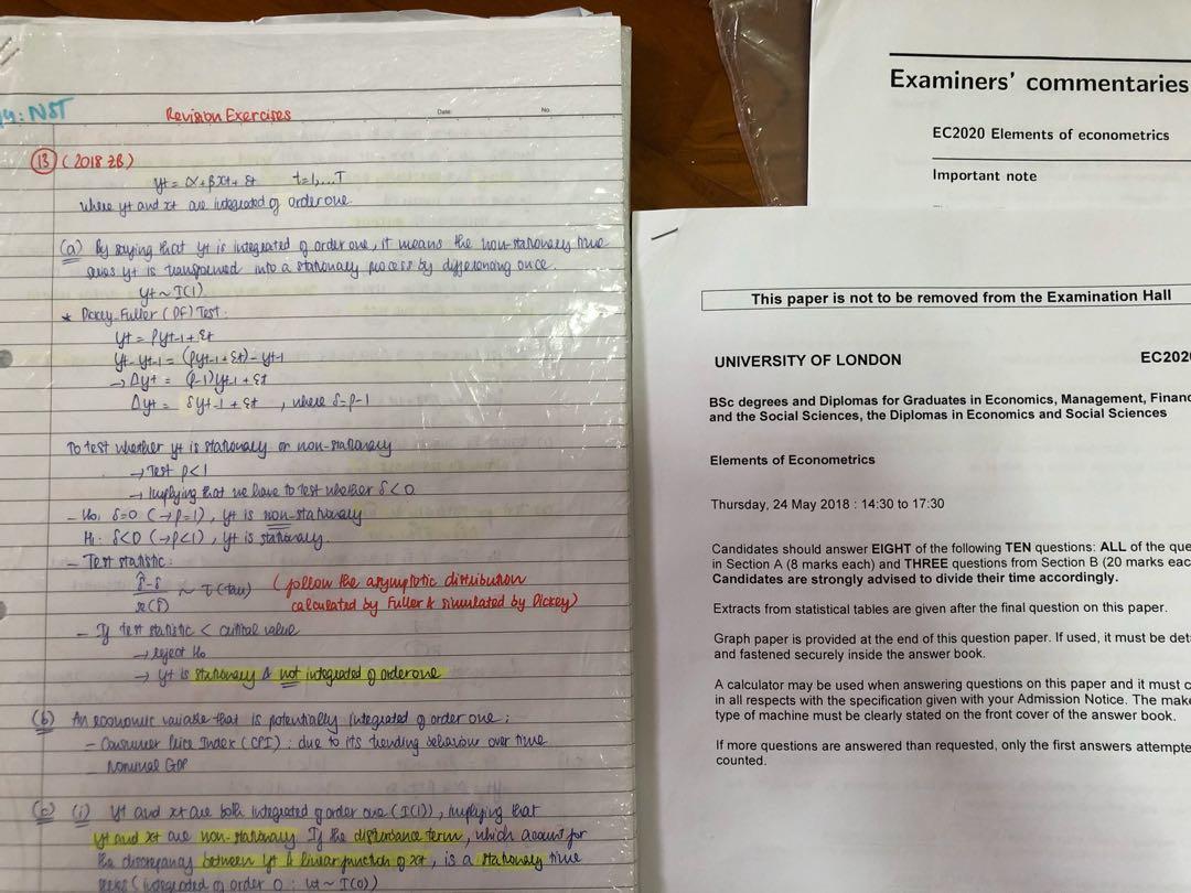 SIM-UOL EC2020 EOE notes (Elements of Econometrics), Computers & Tech ...