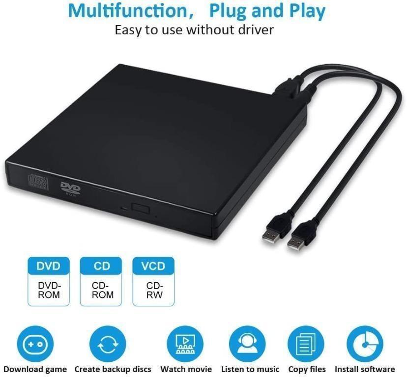 USB 2.0 Slim Portable Optical Drive - Black, Electronics, Others on ...