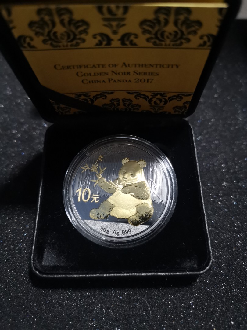 China Silver Panda 2017 Ruthenium Plated & Gold Gilded - 30 grams ...