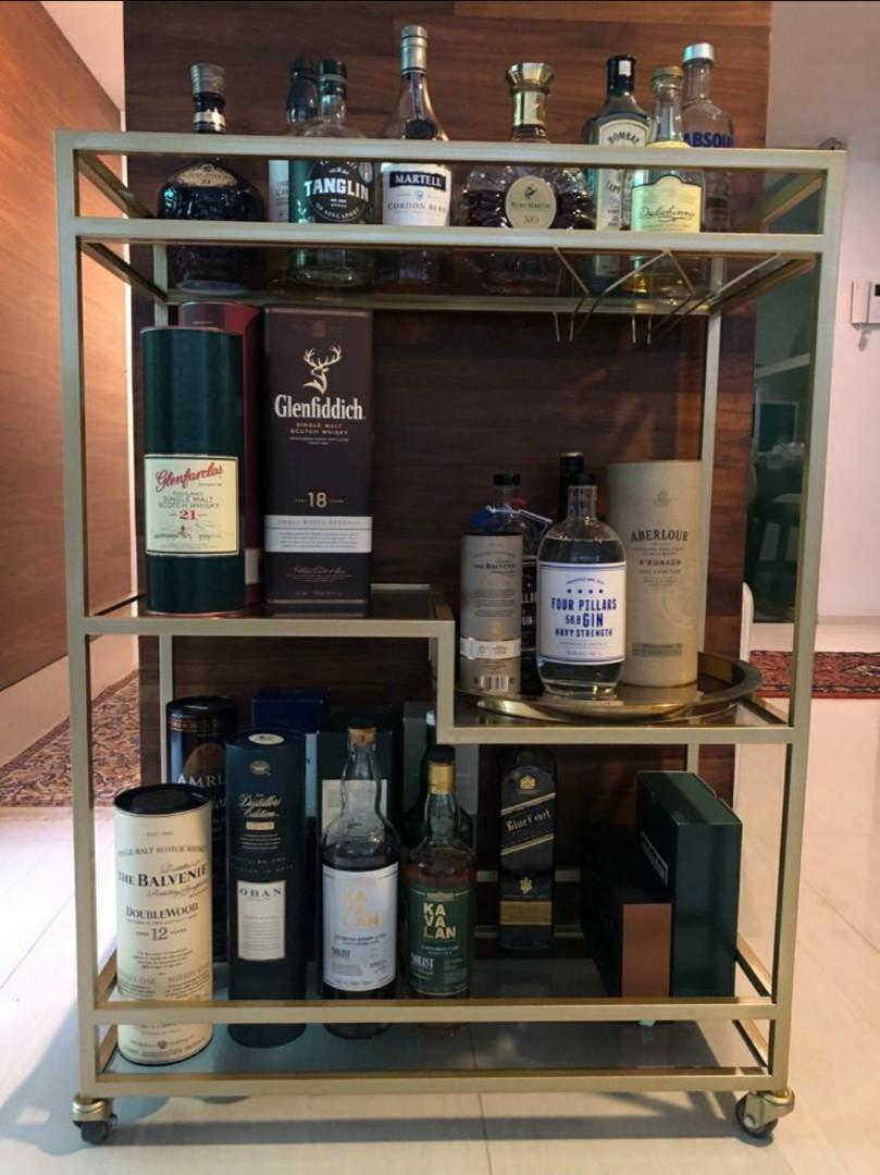 Customized Wine Whisky Bar Cart Trolley, Furniture & Home Living ...