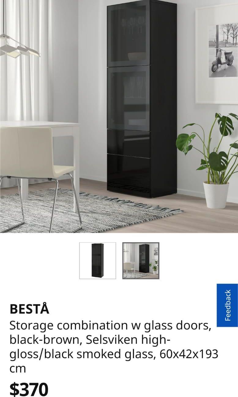 [IKEA] Besta storage with high gloss wood grain doors, Furniture ...