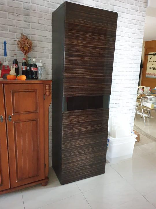 [IKEA] Besta storage with high gloss wood grain doors, Furniture ...