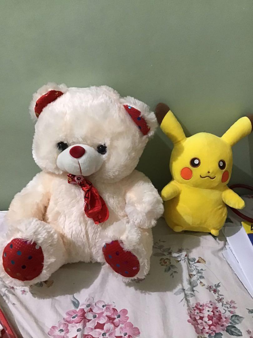 Pikachu and teddy, Hobbies & Toys, Toys & Games on Carousell