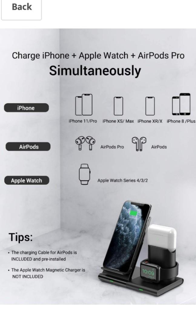 Seneo Wireless Charger 3 in 1, Mobile Phones & Gadgets, Mobile & Gadget ...