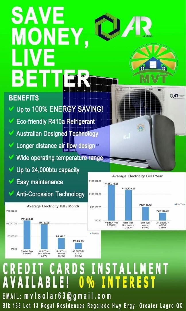 Solar aircon 1.5 and 2.5 HP, TV & Home Appliances, Air Conditioning and ...