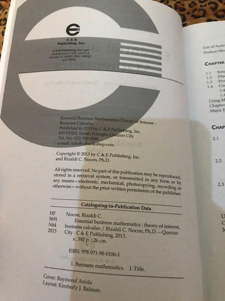 Essential Business Mathematics by Rizaldi Nocon, Hobbies & Toys, Books ...