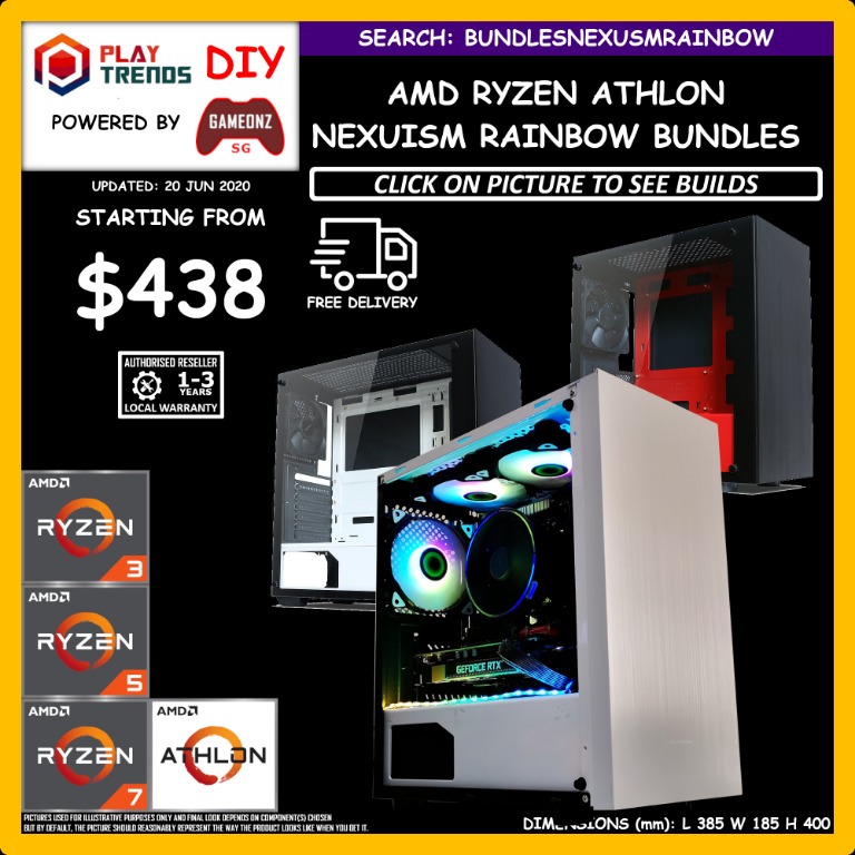 MULTI-AD NEXUSM RAINBOW GAMING PC BUILDS AMD RYZEN 3 3200G 3100 3300X 5 ...