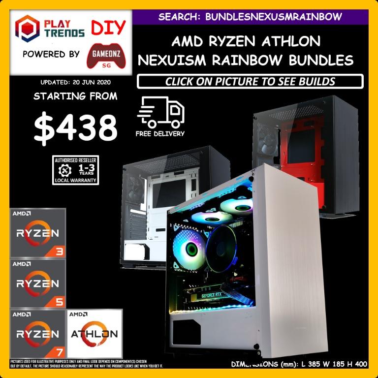 MULTI-AD NEXUSM RAINBOW GAMING PC BUILDS AMD RYZEN 3 3200G 3100 3300X 5 ...