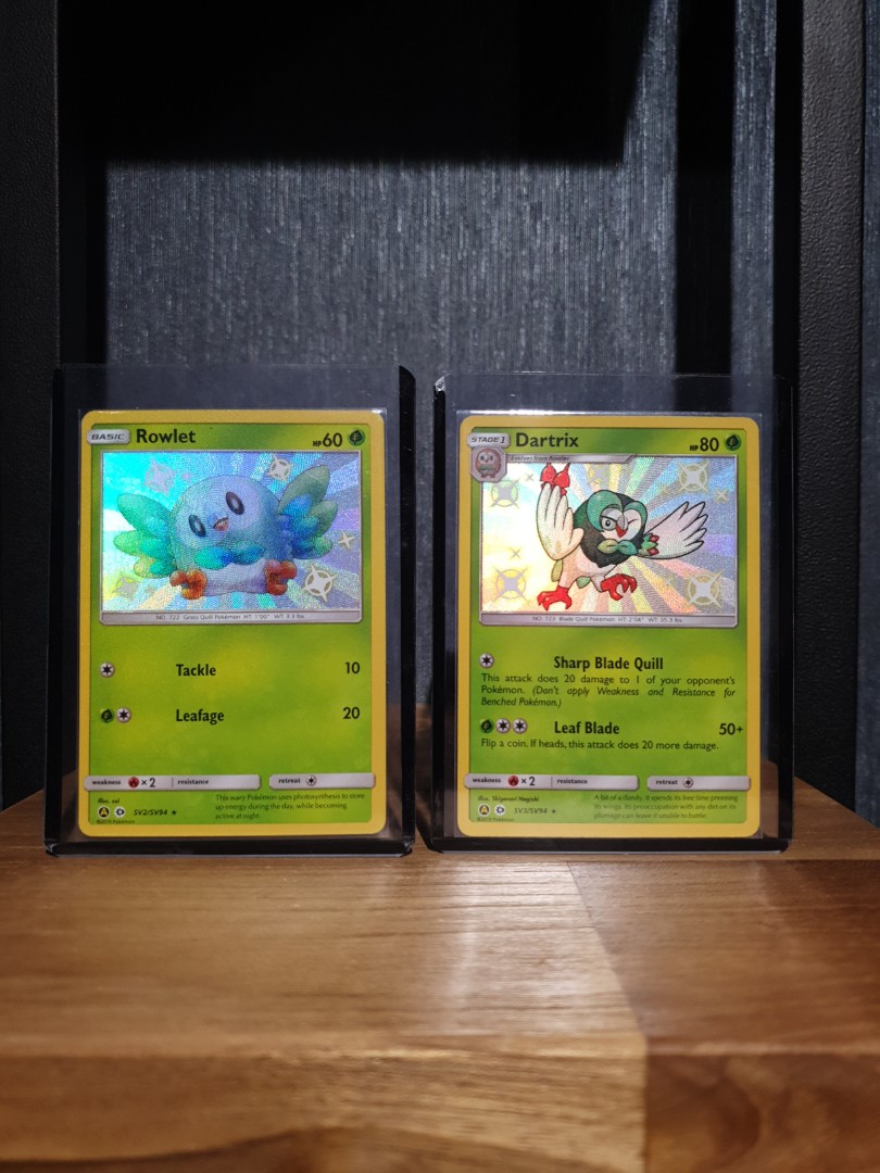 Pokemon TCG Hidden Fates Shiny Rowlet & Datrix Rare Card, Hobbies ...