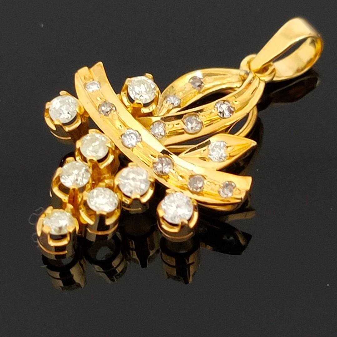 Vintage 18K gold berlian diamond pendant Peranakan Straits Chinese ...