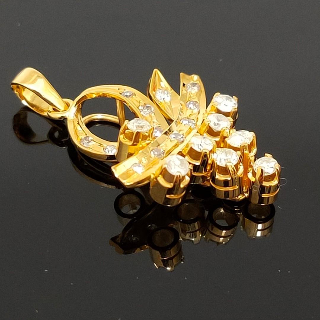 Vintage 18K gold berlian diamond pendant Peranakan Straits Chinese ...