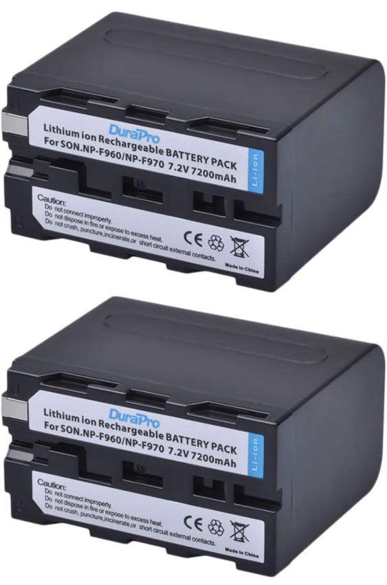 DuraPro 7200mAh 2Pc NP-F970 NP-F960 Battery with LED Indicator + Rapid LCD Dual Charger ...