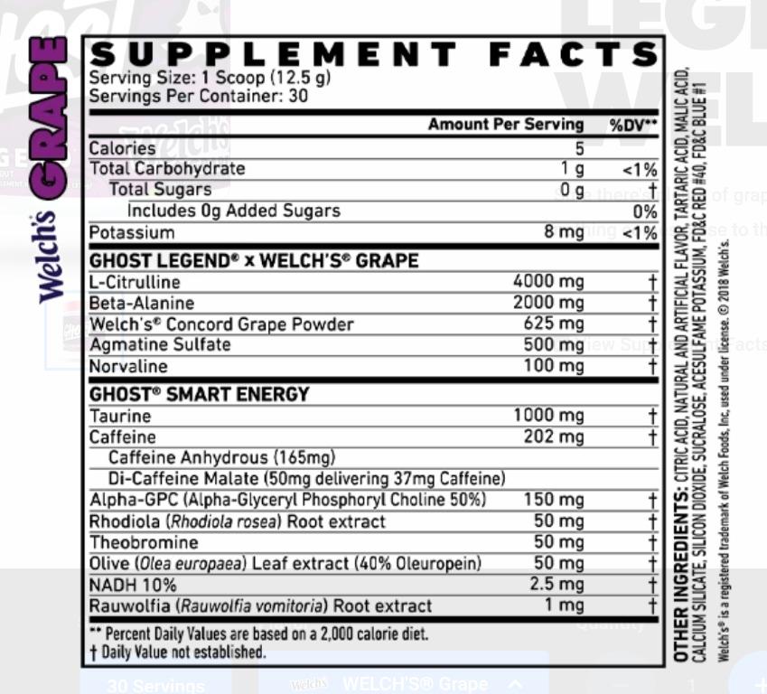 GHOST LEGEND X WELCH'S PRE-WORKOUT (PRE-ORDER), Health & Nutrition ...