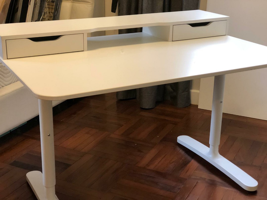 Ikea Bekant Desk & Drawers, 傢俬＆家居, 傢俬, 書櫃、櫃子及架 - Carousell