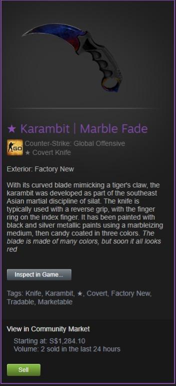 Karambit | Marble Fade CS GO, Video Gaming, Gaming Accessories, Game ...
