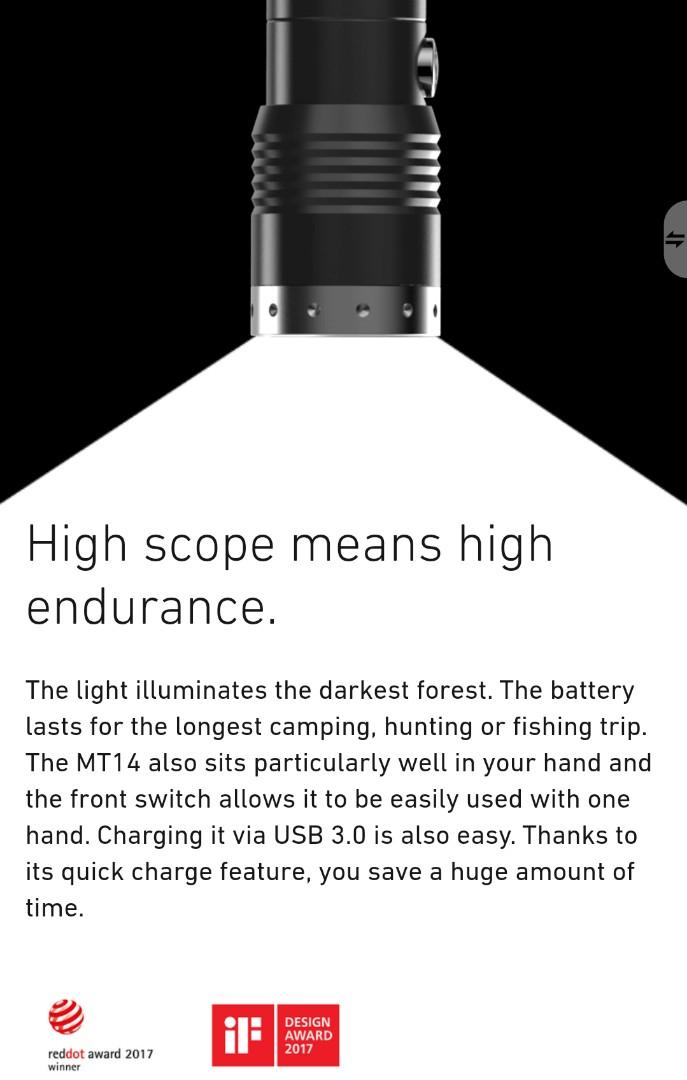 Led Lenser MT14 1000lumens flashlight (promo pack- free powerbank ...