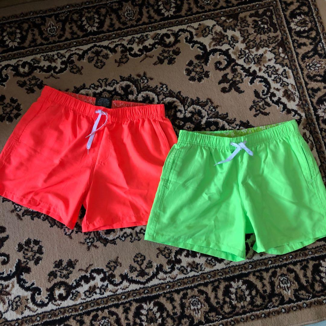 Mens Summer Neon Swim Wear, Fesyen Pria, Pakaian , Bawahan di Carousell
